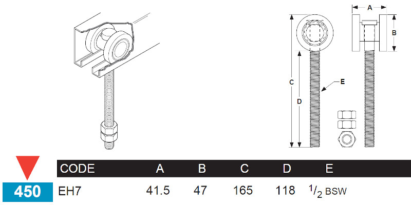 Eltrak EH7 Two Wheel Sliding Door Swivel Carriage. | Elraco Distributors.