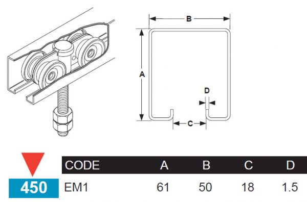 Sliding Door Track Heavy Duty 6000mm - Galvanised | Elraco Distributors.